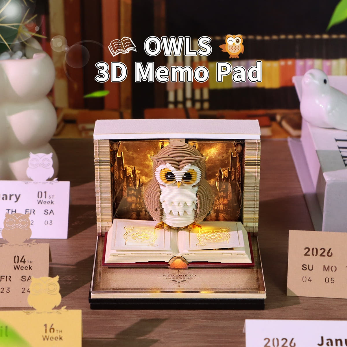 3D Calendar 2026 - Magic Owl – Unveil The Year